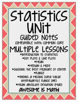 Statistics Unit Guided Notes Multiple Lessons Entire Unit TPT