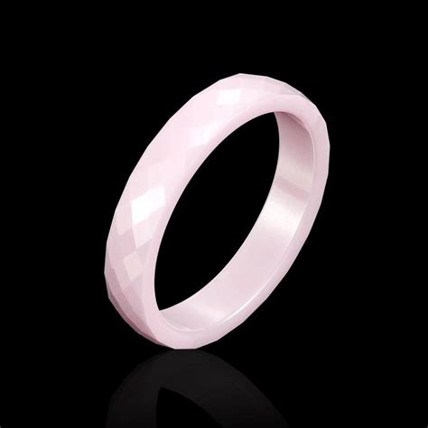 No Scratches Never Fade Ceramic Ring 4mm Pink Faceted Diamond Ring