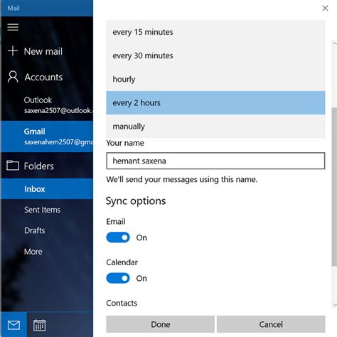 Change Outlook App Sync Settings In Windows