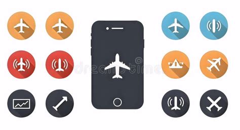 Airplane Mode Interface Design For Mobile Phone With Flight Icons Stock Illustration