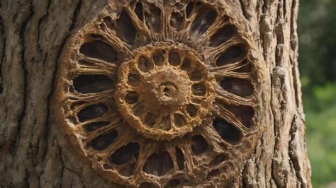 Premium Photo A Close Up Of A Fossil On A Tree Trunk