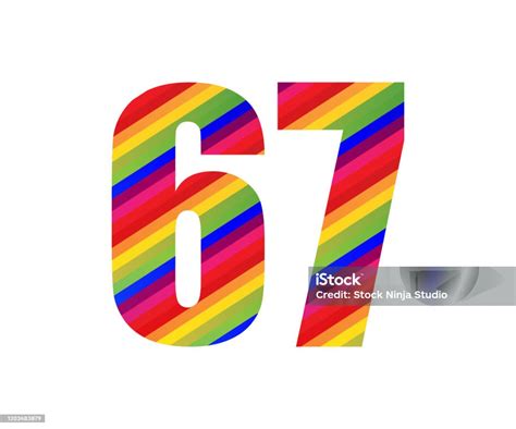 67 Number Rainbow Style Numeral Digit Colorful Number Vector Illustration Stock Illustration
