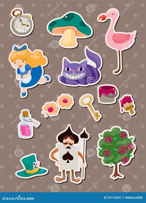 Alice In Wonderland Stickers Stock Vector Illustration Of Decor