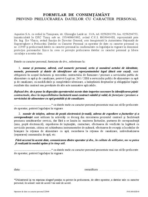 Formular Consimtamant Gdpr Pdf