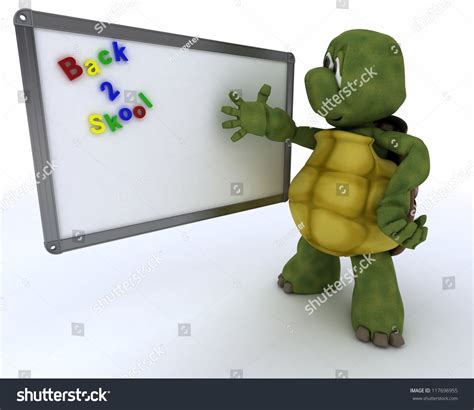 3d Render Tortoise White Class Room Stock Illustration 117696955