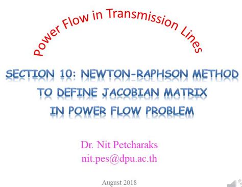 Power Flow Jacobian Matrix Power Flow Section 10 Newton Raphson Method To Define Jacobian