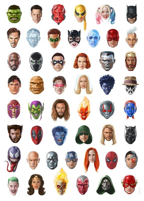 Marvel And Dc Comics Character Headshots By Alberto Russo Comicbooks