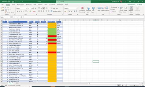 Fantasy Football Draft Spreadsheet Rexcel