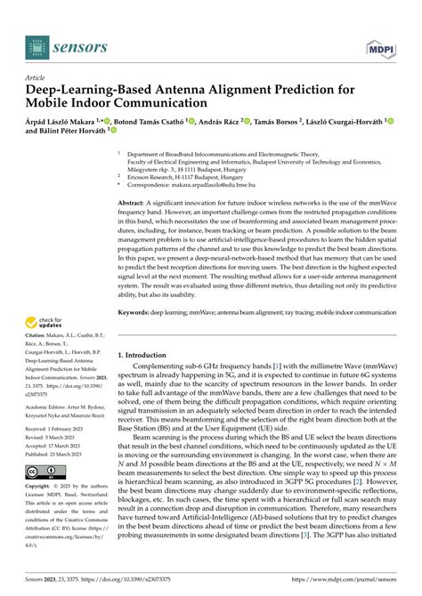 Pdf Deep Learning Based Antenna Alignment Prediction For Mobile Indoor Communication