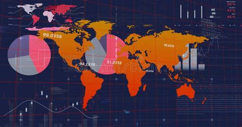 Animation Of World Map Charts And Processing Data On Black Background Stock Footage Video Of