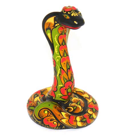 Статуэтка из фарфора Хохломская роспись Змея Кобра 3 [арт 033 144] цена 1900 рублей