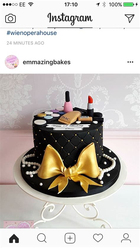 Black Birthday Cake With Gold Bow