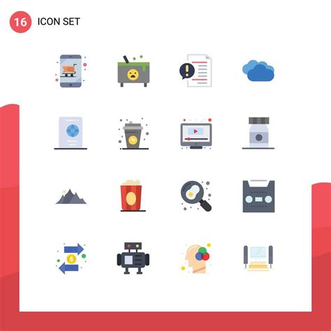 Universal Icon Symbols Group Of 16 Modern Flat Colors Of Rainy Weather Forecast Poison Cloud