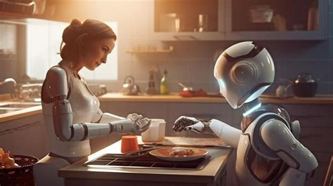 Premium Photo Generative AI Robotic Housewife