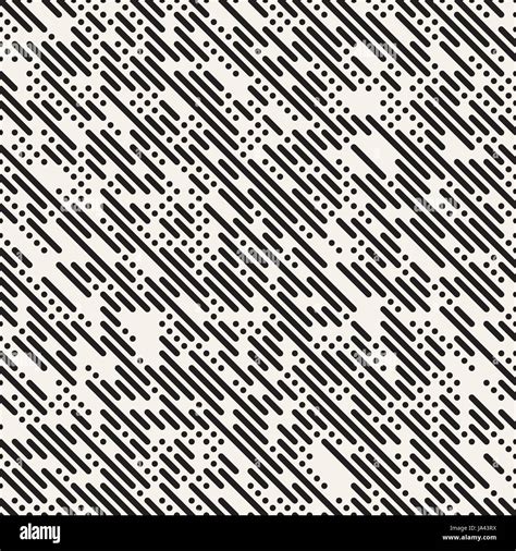 Vector Seamless Black And White Irregular Lines Grid Pattern Trendy Monochrome Texture