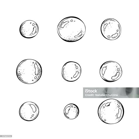 다른 거품의 물 그래픽 기법으로 흑백 손으로 그린 그림 Nautical Graphics 컬렉션에서 격리된 벡터 개체입니다 Eps 형식으로 장식과 디자인을 위해 기포에 대한
