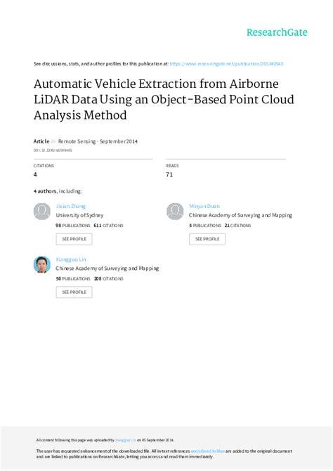 Pdf Automatic Vehicle Extraction From Airborne Lidar Data Of Urban Areas Aided By Geodesic