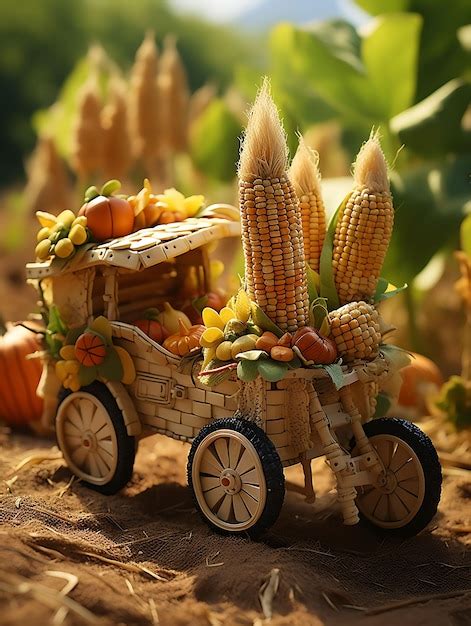 Premium Ai Image 3d Render Of Toy Corn On The Cob Cart Bike With Corn