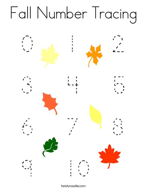 Fall Number Tracing Coloring Page Twisty Noodle