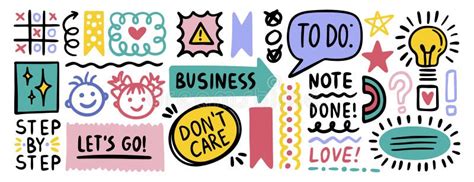 Memo Icon Sticker For School Girls Diary Bullet Notes Cute Journal Border Elements Stock