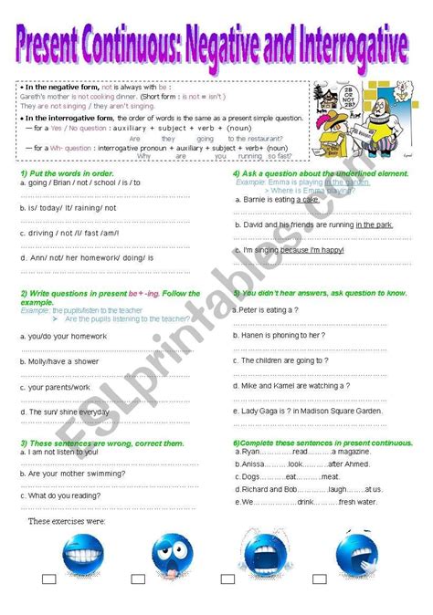 Present Continuous Negative And Interrogative Form Lesson Exercises Esl Worksheet By Mayekilad