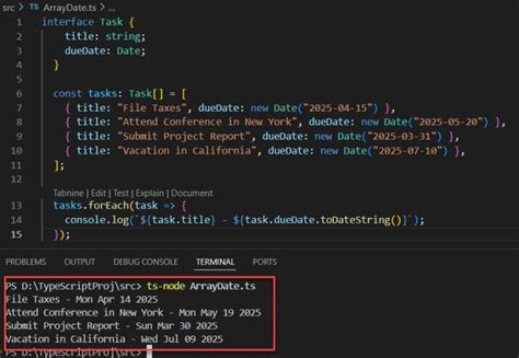 sort arrays by date in typescript
