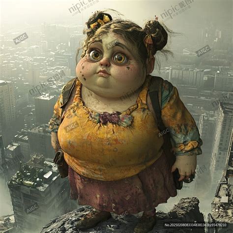 Ai创作图哪吒头 胖娃 胖娃娃 馒头姑娘 背着个胖娃娃 贪吃胖妞 写实卡通人物 写实漫画人物 卡通写实漫画人物设计 卡通写实人物 卡通写实漫画人物 胖胖的小女孩 人物夸张设计 肥妞 肥膑