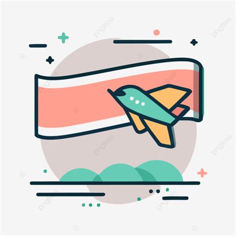 배너 디자인 위를 날아다니는 흰색 비행기 벡터 흰색 배경에 평면 배너를 묘사하는 직계 아이콘 플랫 아이콘 및 드리블에 의한 벡터 일러스트 비핸스 Hd Png 일러스트