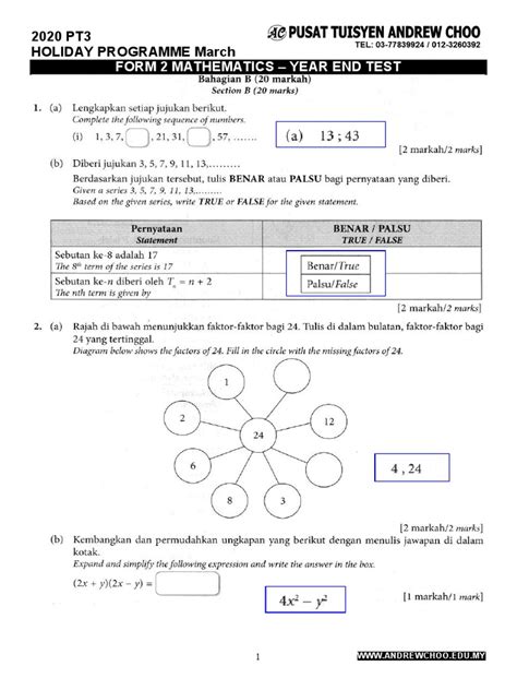 Pt3 Mathematics Form 2 Revision Kssm Pdf Pt3 Mathematics Form 2 Revision Kssm Pdf
