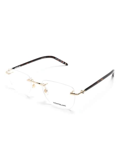 Montblanc Rimless Square Frame Glasses Gold Farfetch Ao