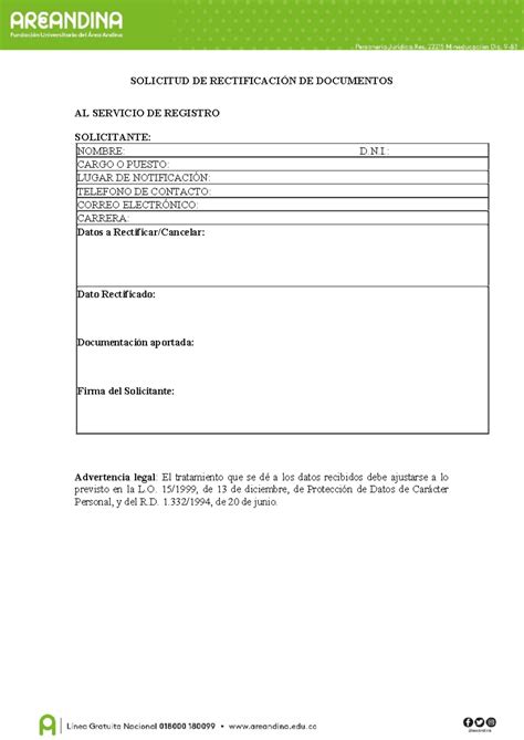 Solicitud De Rectificación De Documentos Solicitud De RectificaciÓn