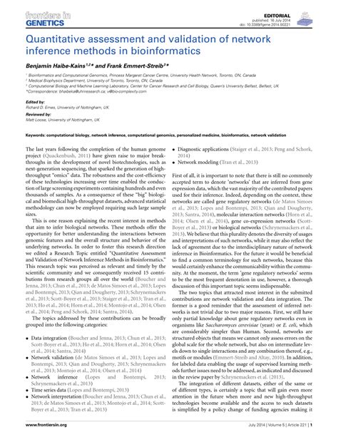 pdf quantitative assessment and validation of network inference