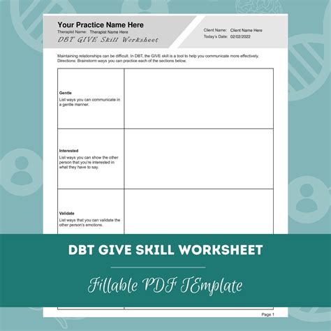 dbt give skill worksheet editable fillable pdf template for