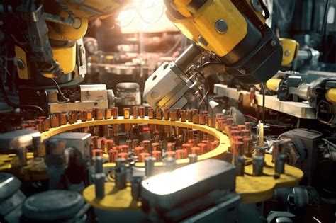 Premium Ai Image Robotic Arm Adjusting Lens Elements In Assembly Line Created With Generative Ai