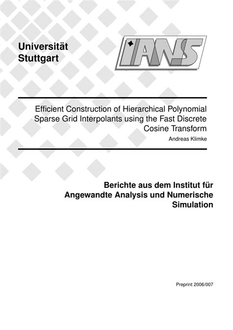 pdf efficient construction of hierarchical polynomial sparse grid