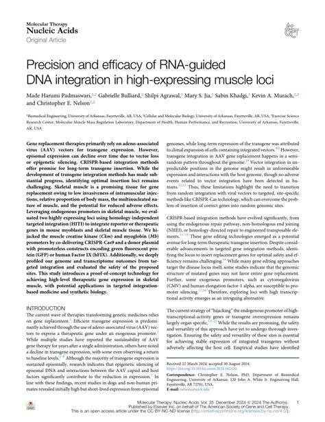 PDF Precision And Efficacy Of RNA Guided DNA Integration In High Expressing Muscle Loci
