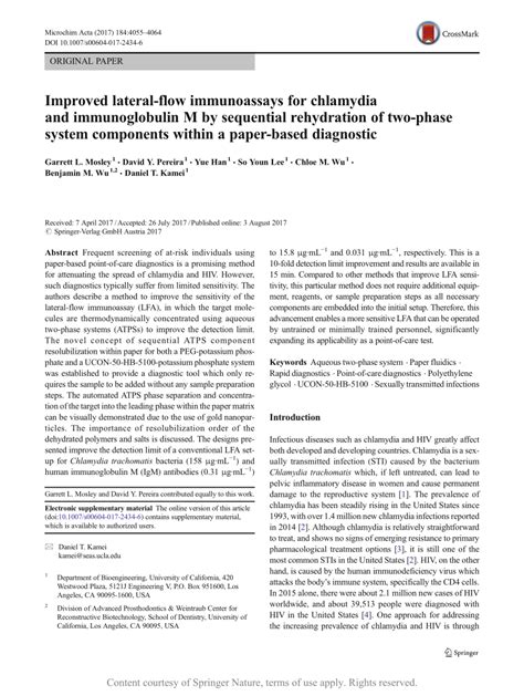 Improved Lateral Flow Immunoassays For Chlamydia And Immunoglobulin M
