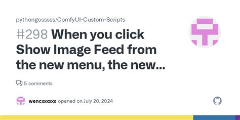 When You Click Show Image Feed From The New Menu The New Menu Will