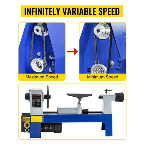 Vevor Wood Lathe 8 X 12 Benchtop Wood Lathe Variable Speed 500 3200rpm Mini Wood Lathe For