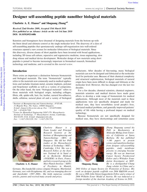 Pdf Cheminform Abstract Designer Self Assembling Peptide Nanofiber Biological Materials