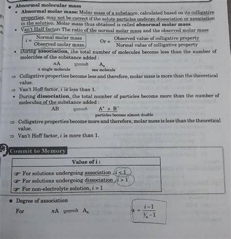 Abnormal Molecular Mass Abnormal Molar Mass Molar Mass Of A Substanc