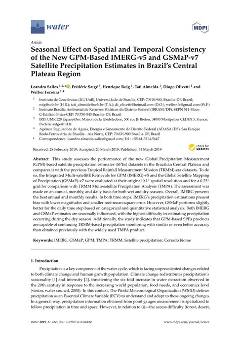 Pdf Seasonal Effect On Spatial And Temporal Consistency Of The New Gpm Based Imerg V5 And
