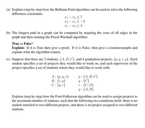 Solved A Explain Step By Step How The Bellman Ford Al