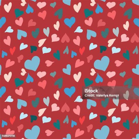 어린이 소녀 및 소년을위한 귀여운 패턴입니다 창조적 인 디지털 배경은 하트 손으로 그리기로 구성됩니다 그리기에 대한 스톡 벡터