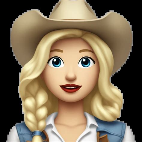 Cowgirl With A White Cowgirl Hat And White Scarf And Blonde Blowout Bob
