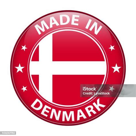 덴마크 배지 벡터로 제작되었습니다 별과 국기가있는 스티커 흰색 배경에 고립 된 표지판 개념 기호에 대한 스톡 벡터 아트 및 기타 이미지 개념 기호 고급 국기 Istock