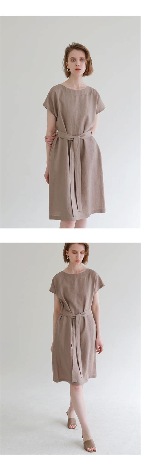 린넨 심플 원피스 루즈핏 H라인 미니멀 베이직 리조트룩 여름 미디원피스 얼스브라운 Earth Brown