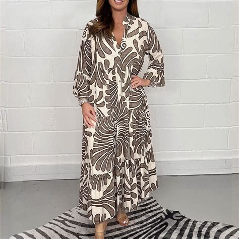Vekdone Todays Deals Womens Plus Size Dresses 34 Sleeve Hawaiian