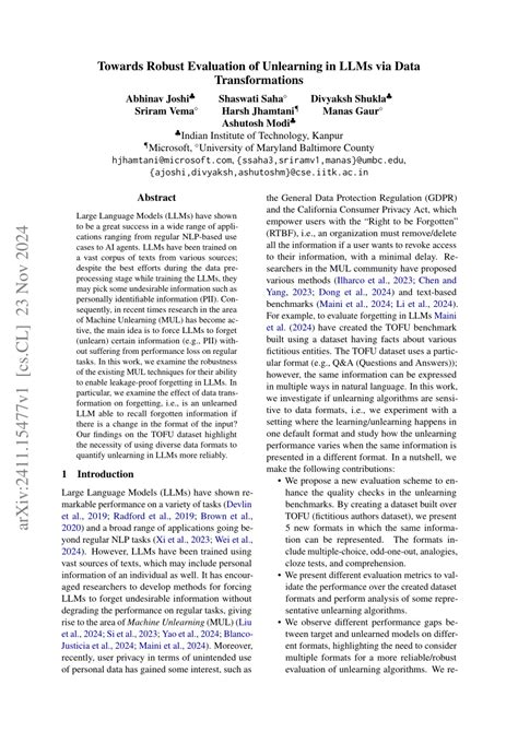 Pdf Towards Robust Evaluation Of Unlearning In Llms Via Data