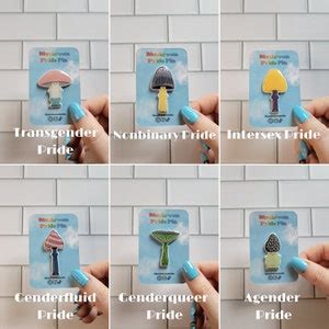 Mushroom Pride Pin Subtle Flag Button Gift Cute Ace Bi LGBT Gay Lesbian Trans Pan Rainbow
